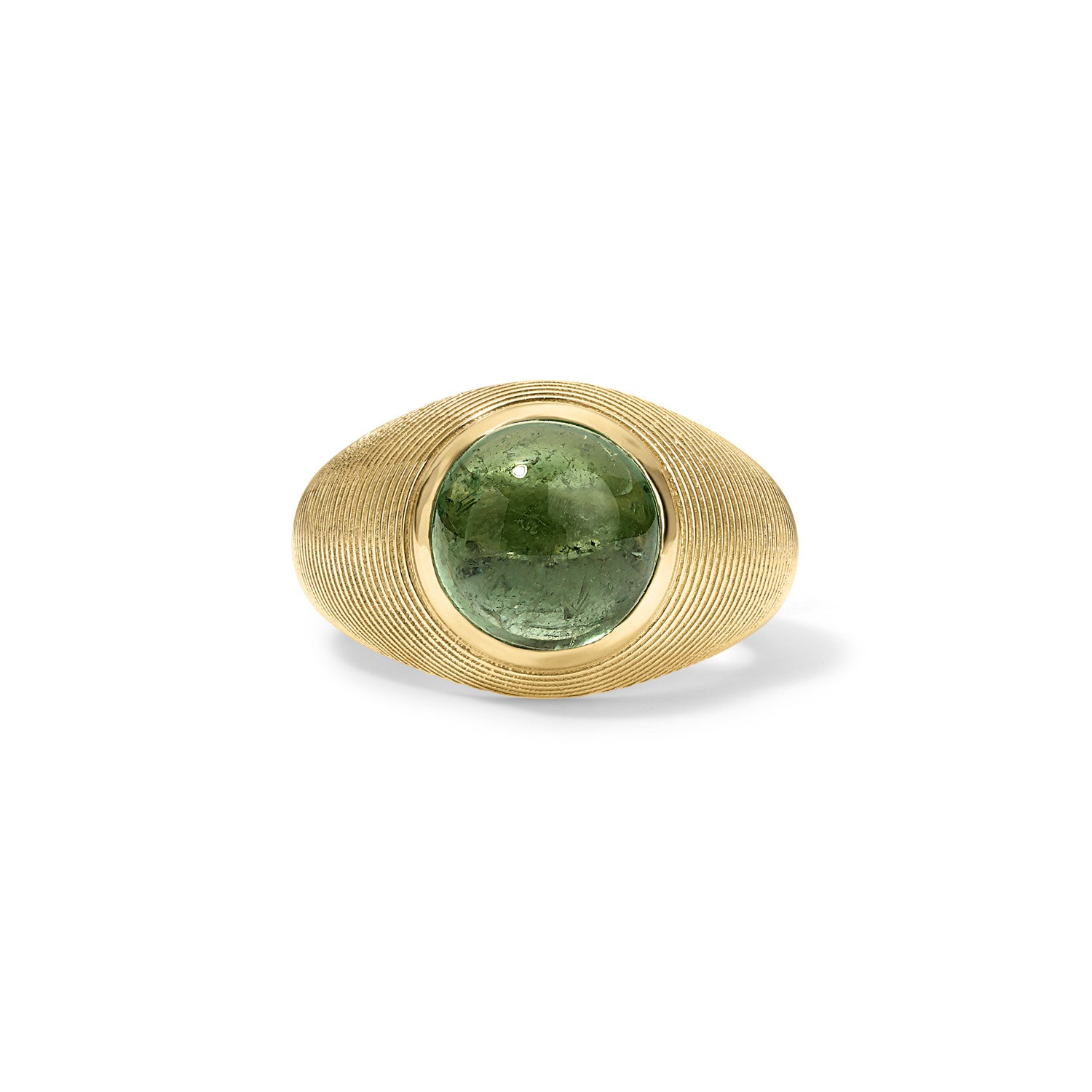 Cymbal Pinky Ring - Green Tourmaline Cabochon – Jade Ruzzo